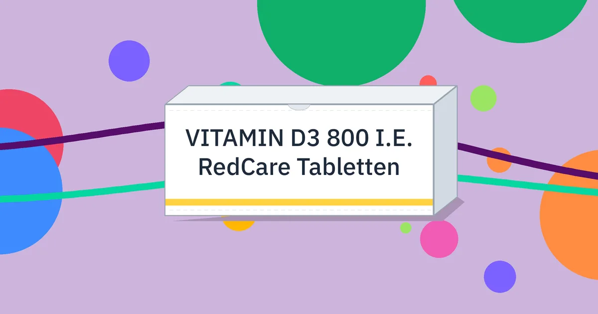 Symbolbild: Packung mit der Aufschrift VITAMIN D3 800 I.E. RedCare Tabletten (PZN 17840253) – Verfügbarkeit und Bezug in Apotheken in Frankfurt am Main