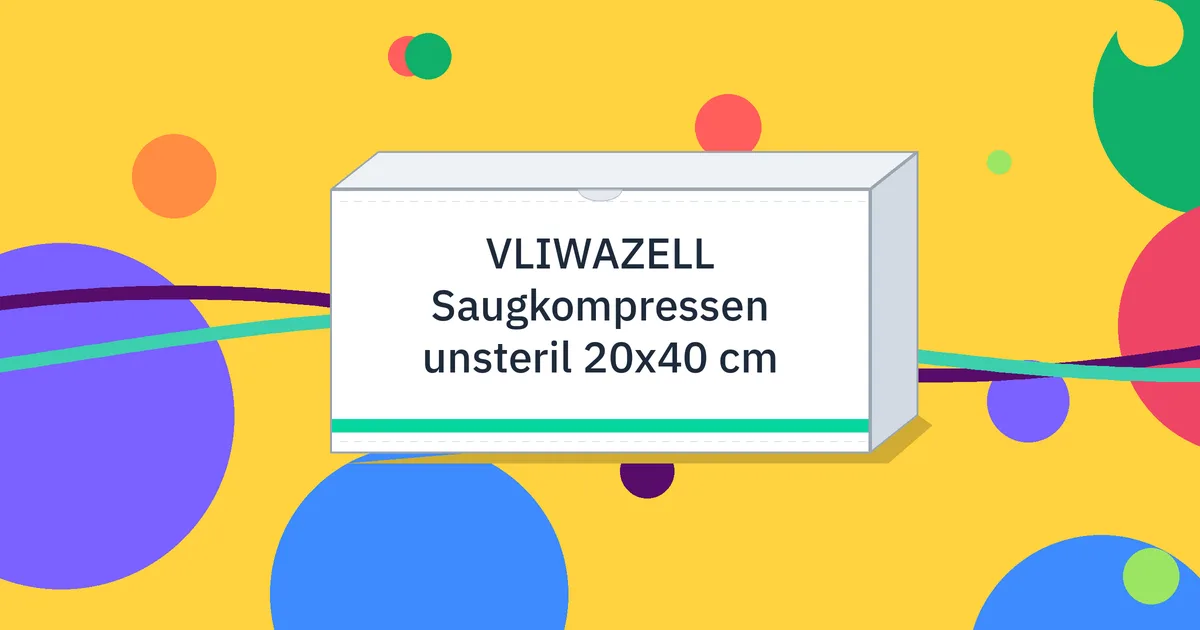 Symbolbild: Packung mit der Aufschrift VLIWAZELL Saugkompressen unsteril 20x40 cm (PZN 19863873) – Verfügbarkeit und Bezug in Apotheken in Frankfurt am Main
