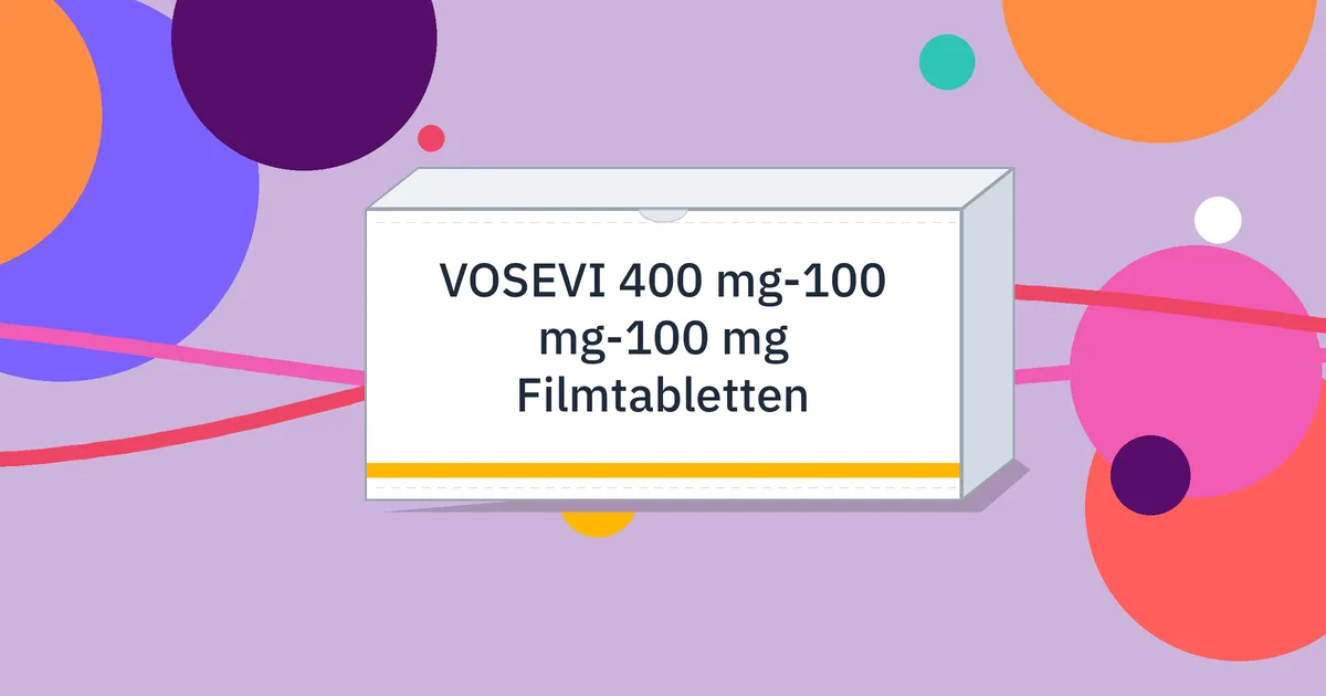 Symbolbild: Packung mit der Aufschrift VOSEVI 400 mg-100 mg-100 mg Filmtabletten (PZN 17834502) – Verfügbarkeit und Bezug in Apotheken in Frankfurt am Main