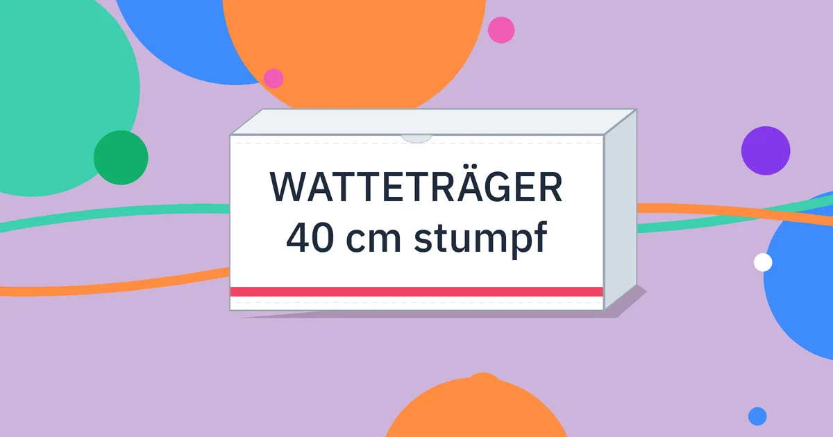 Symbolbild: Packung mit der Aufschrift WATTETRÄGER 40 cm stumpf (PZN 01979262) – Verfügbarkeit und Bezug in Apotheken in Frankfurt am Main
