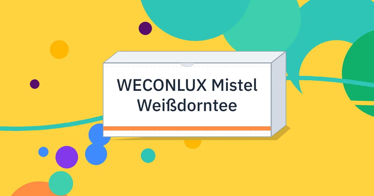 Symbolbild: Packung mit der Aufschrift WECONLUX Mistel Weißdorntee (PZN 12727693) – Verfügbarkeit und Bezug in Apotheken in Frankfurt am Main
