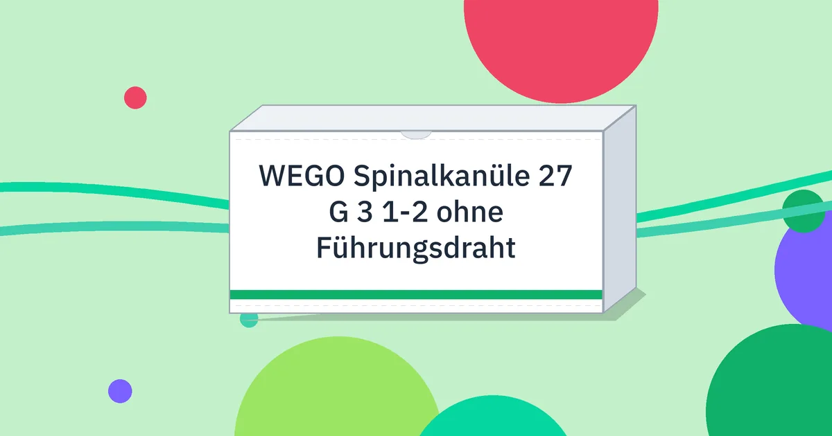 Symbolbild: Packung mit der Aufschrift WEGO Spinalkanüle 27 G 3 1-2 ohne Führungsdraht (PZN 18860039) – Verfügbarkeit und Bezug in Apotheken in Frankfurt am Main