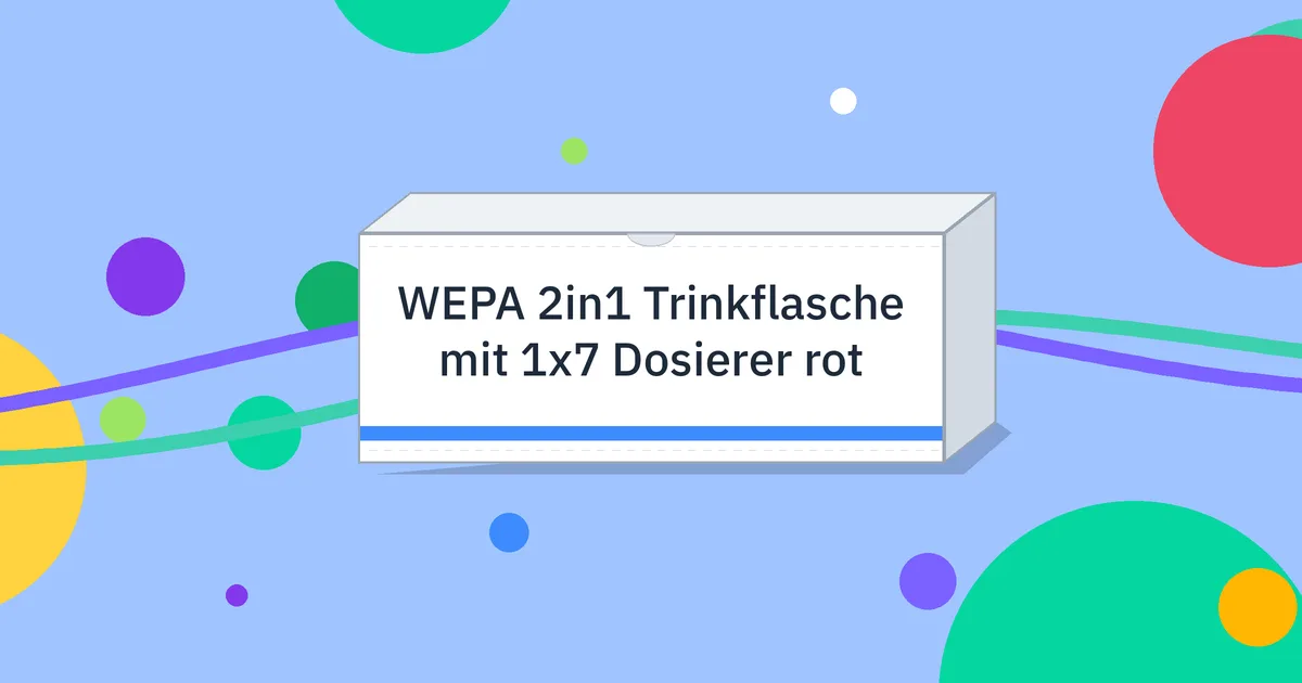 Symbolbild: Packung mit der Aufschrift WEPA 2in1 Trinkflasche mit 1x7 Dosierer rot (PZN 19201557) – Verfügbarkeit und Bezug in Apotheken in Frankfurt am Main