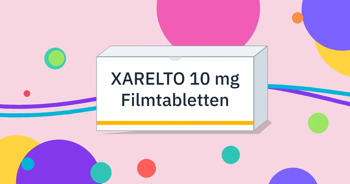 Symbolbild: Packung mit der Aufschrift XARELTO 10 mg Filmtabletten (PZN 19557538) – Verfügbarkeit und Bezug in Apotheken in Frankfurt am Main
