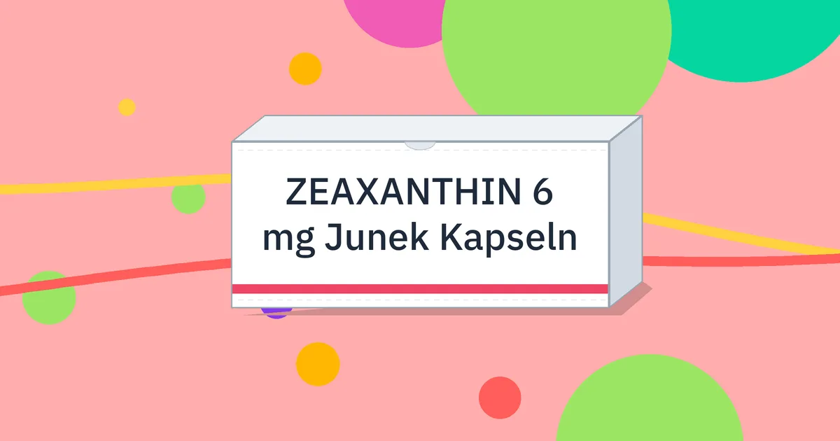 Symbolbild: Packung mit der Aufschrift ZEAXANTHIN 6 mg Junek Kapseln (PZN 03535397) – Verfügbarkeit und Bezug in Apotheken in Frankfurt am Main