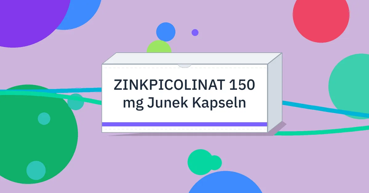 Symbolbild: Packung mit der Aufschrift ZINKPICOLINAT 150 mg Junek Kapseln (PZN 20280941) – Verfügbarkeit und Bezug in Apotheken in Frankfurt am Main