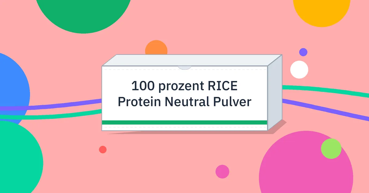 Symbolbild: Packung mit der Aufschrift 100 prozent RICE Protein Neutral Pulver (PZN 12464325) – Verfügbarkeit und Bezug in Apotheken in Frankfurt am Main