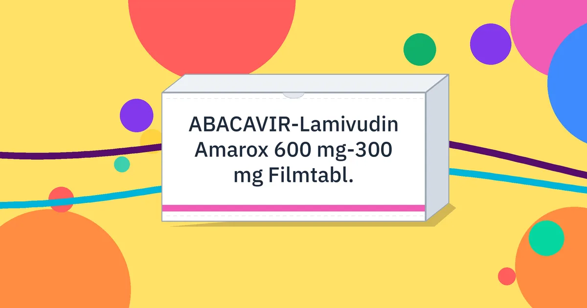 Symbolbild: Packung mit der Aufschrift ABACAVIR-Lamivudin Amarox 600 mg-300 mg Filmtabl. (PZN 16606934) – Verfügbarkeit und Bezug in Apotheken in Frankfurt am Main