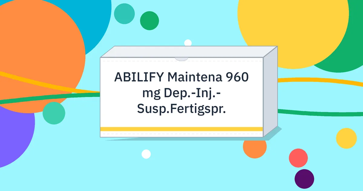 Symbolbild: Packung mit der Aufschrift ABILIFY Maintena 960 mg Dep.-Inj.-Susp.Fertigspr. (PZN 20841233) – Verfügbarkeit und Bezug in Apotheken in Frankfurt am Main