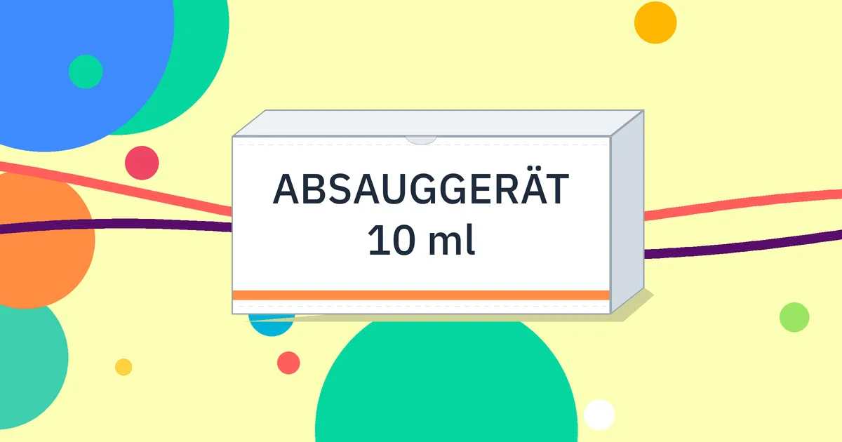 Symbolbild: Packung mit der Aufschrift ABSAUGGERÄT 10 ml (PZN 02438025) – Verfügbarkeit und Bezug in Apotheken in Frankfurt am Main
