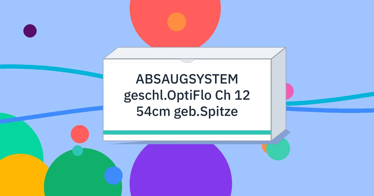Symbolbild: Packung mit der Aufschrift ABSAUGSYSTEM geschl.OptiFlo Ch 12 54cm geb.Spitze (PZN 04713636) – Verfügbarkeit und Bezug in Apotheken in Frankfurt am Main