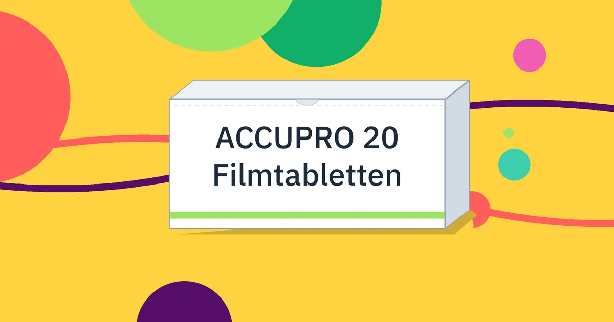 Symbolbild: Packung mit der Aufschrift ACCUPRO 20 Filmtabletten (PZN 03738829) – Verfügbarkeit und Bezug in Apotheken in Frankfurt am Main