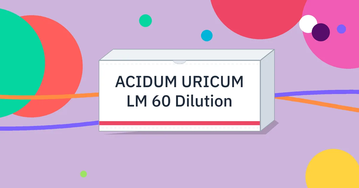 Symbolbild: Packung mit der Aufschrift ACIDUM URICUM LM 60 Dilution (PZN 13289172) – Verfügbarkeit und Bezug in Apotheken in Frankfurt am Main