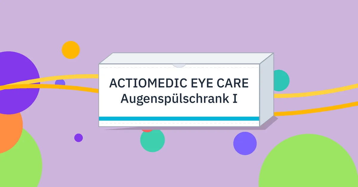 Symbolbild: Packung mit der Aufschrift ACTIOMEDIC EYE CARE Augenspülschrank I (PZN 12547152) – Verfügbarkeit und Bezug in Apotheken in Frankfurt am Main