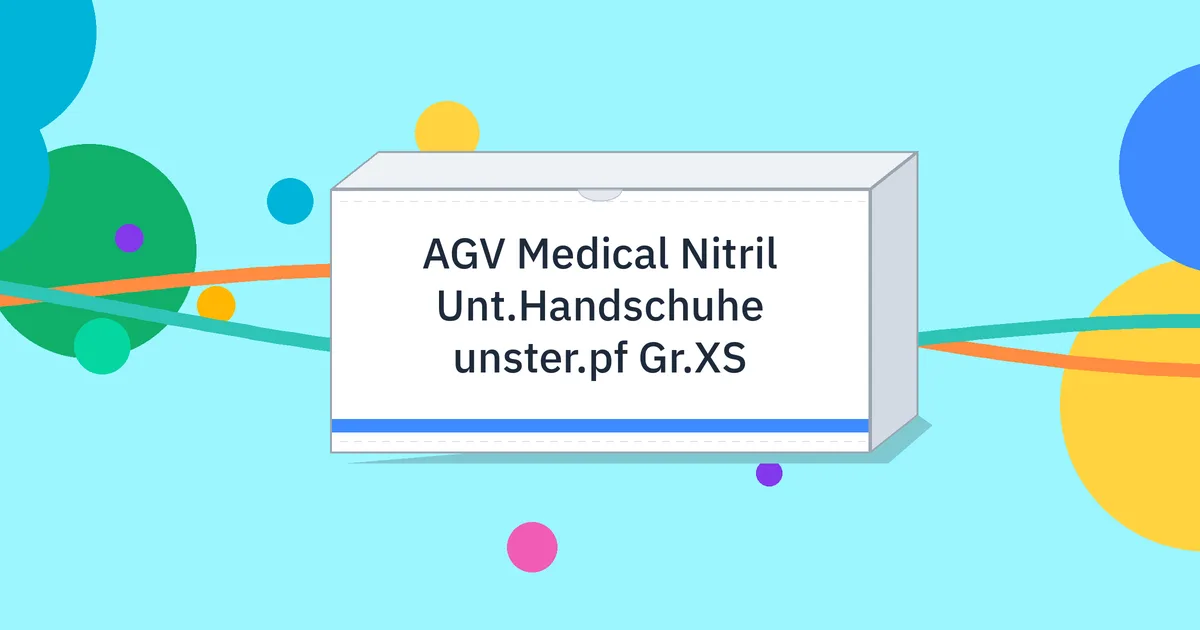 Symbolbild: Packung mit der Aufschrift AGV Medical Nitril Unt.Handschuhe unster.pf Gr.XS (PZN 20202266) – Verfügbarkeit und Bezug in Apotheken in Frankfurt am Main