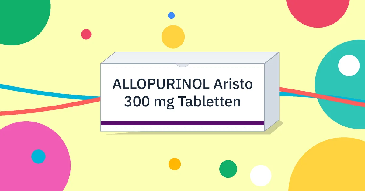 Symbolbild: Packung mit der Aufschrift ALLOPURINOL Aristo 300 mg Tabletten (PZN 18085706) – Verfügbarkeit und Bezug in Apotheken in Frankfurt am Main