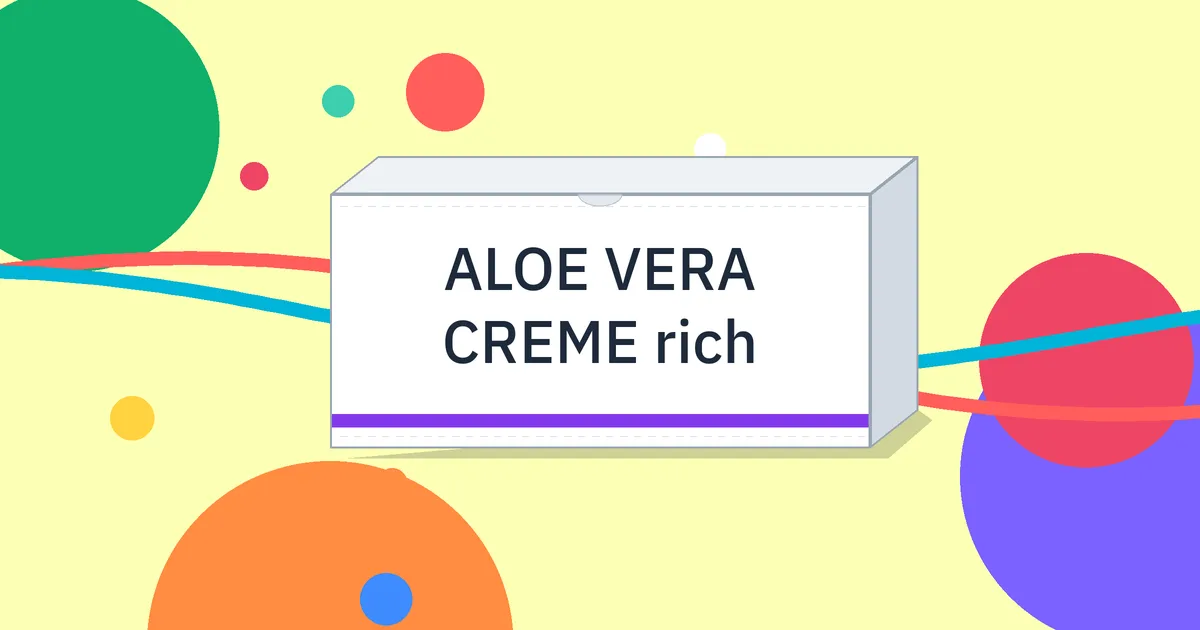 Symbolbild: Packung mit der Aufschrift ALOE VERA CREME rich (PZN 04665044) – Verfügbarkeit und Bezug in Apotheken in Frankfurt am Main