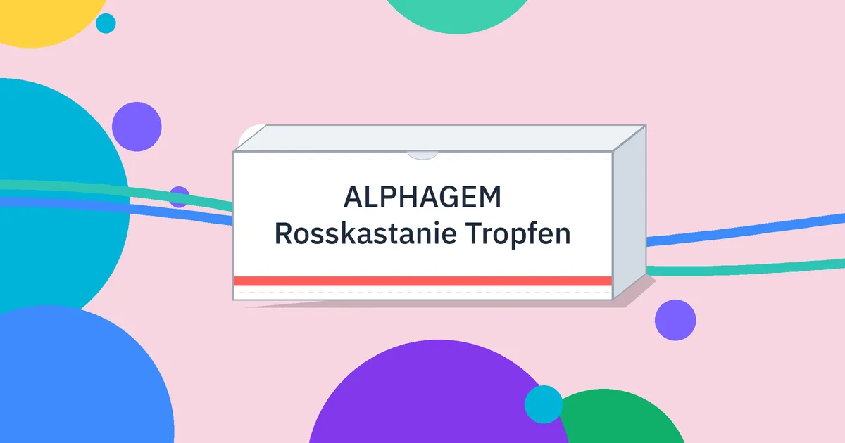Symbolbild: Packung mit der Aufschrift ALPHAGEM Rosskastanie Tropfen (PZN 20297226) – Verfügbarkeit und Bezug in Apotheken in Frankfurt am Main