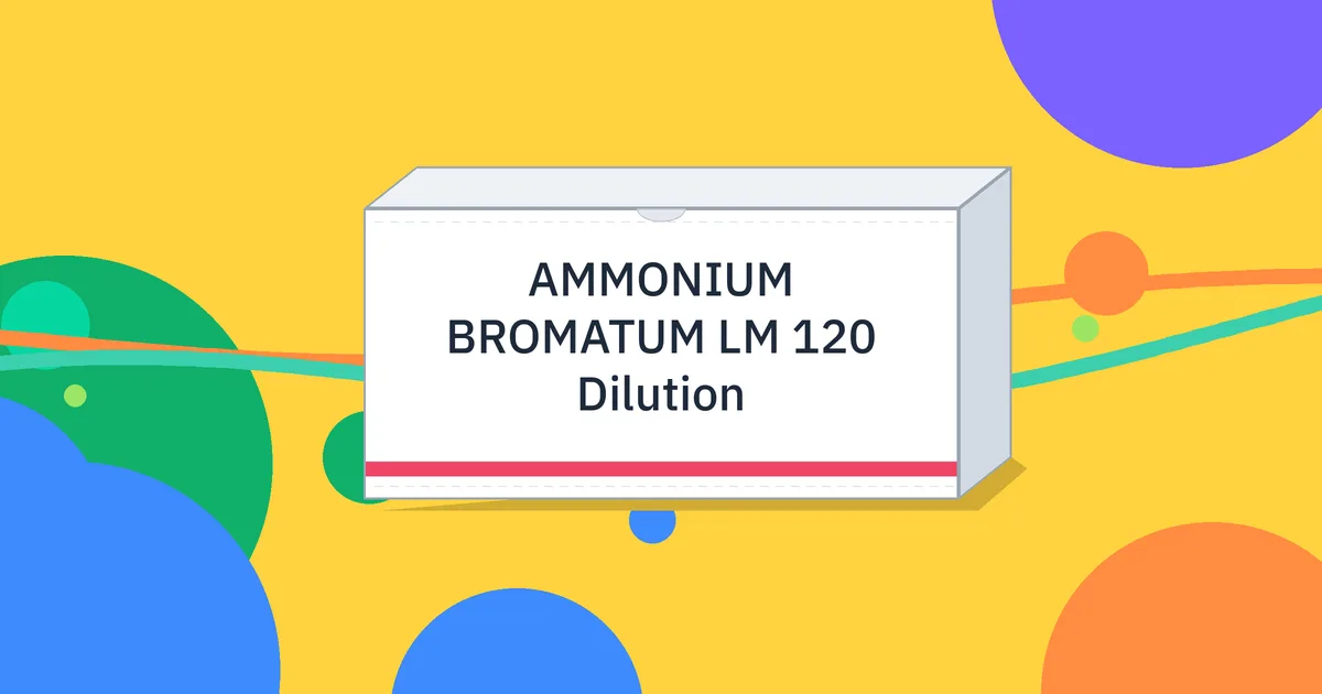 Symbolbild: Packung mit der Aufschrift AMMONIUM BROMATUM LM 120 Dilution (PZN 13320717) – Verfügbarkeit und Bezug in Apotheken in Frankfurt am Main