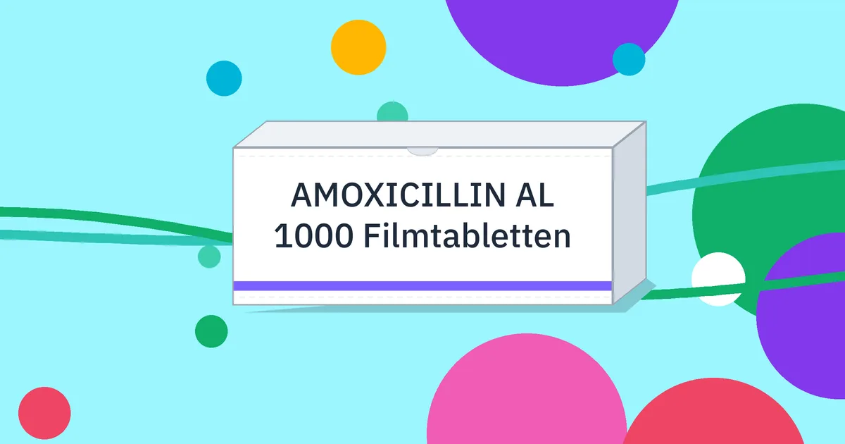 Symbolbild: Packung mit der Aufschrift AMOXICILLIN AL 1000 Filmtabletten (PZN 13893264) – Verfügbarkeit und Bezug in Apotheken in Frankfurt am Main