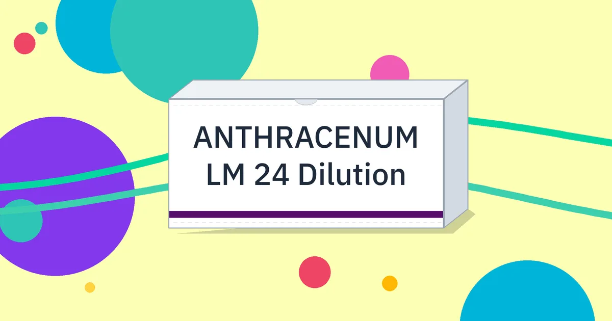 Symbolbild: Packung mit der Aufschrift ANTHRACENUM LM 24 Dilution (PZN 13370431) – Verfügbarkeit und Bezug in Apotheken in Frankfurt am Main