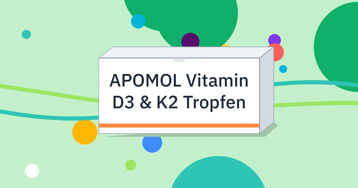 Symbolbild: Packung mit der Aufschrift APOMOL Vitamin D3 & K2 Tropfen (PZN 20574571) – Verfügbarkeit und Bezug in Apotheken in Frankfurt am Main