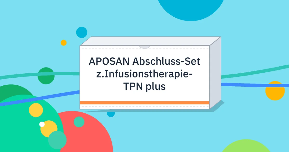 Symbolbild: Packung mit der Aufschrift APOSAN Abschluss-Set z.Infusionstherapie-TPN plus (PZN 10708674) – Verfügbarkeit und Bezug in Apotheken in Frankfurt am Main