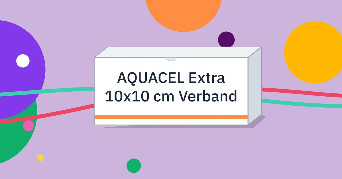 Symbolbild: Packung mit der Aufschrift AQUACEL Extra 10x10 cm Verband (PZN 18123619) – Verfügbarkeit und Bezug in Apotheken in Frankfurt am Main