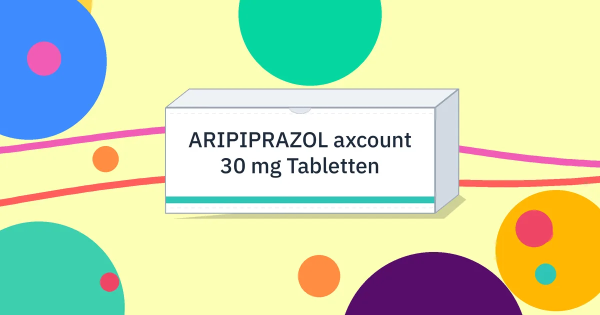 Symbolbild: Packung mit der Aufschrift ARIPIPRAZOL axcount 30 mg Tabletten (PZN 19237851) – Verfügbarkeit und Bezug in Apotheken in Frankfurt am Main