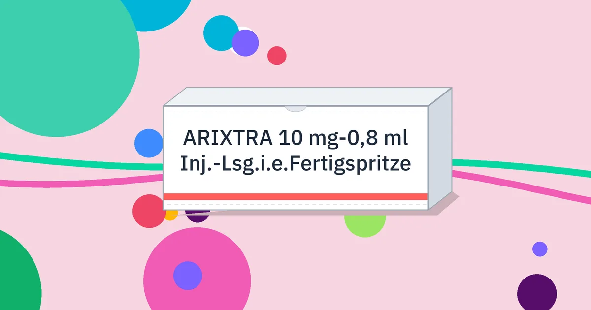 Symbolbild: Packung mit der Aufschrift ARIXTRA 10 mg-0,8 ml Inj.-Lsg.i.e.Fertigspritze (PZN 04191876) – Verfügbarkeit und Bezug in Apotheken in Frankfurt am Main