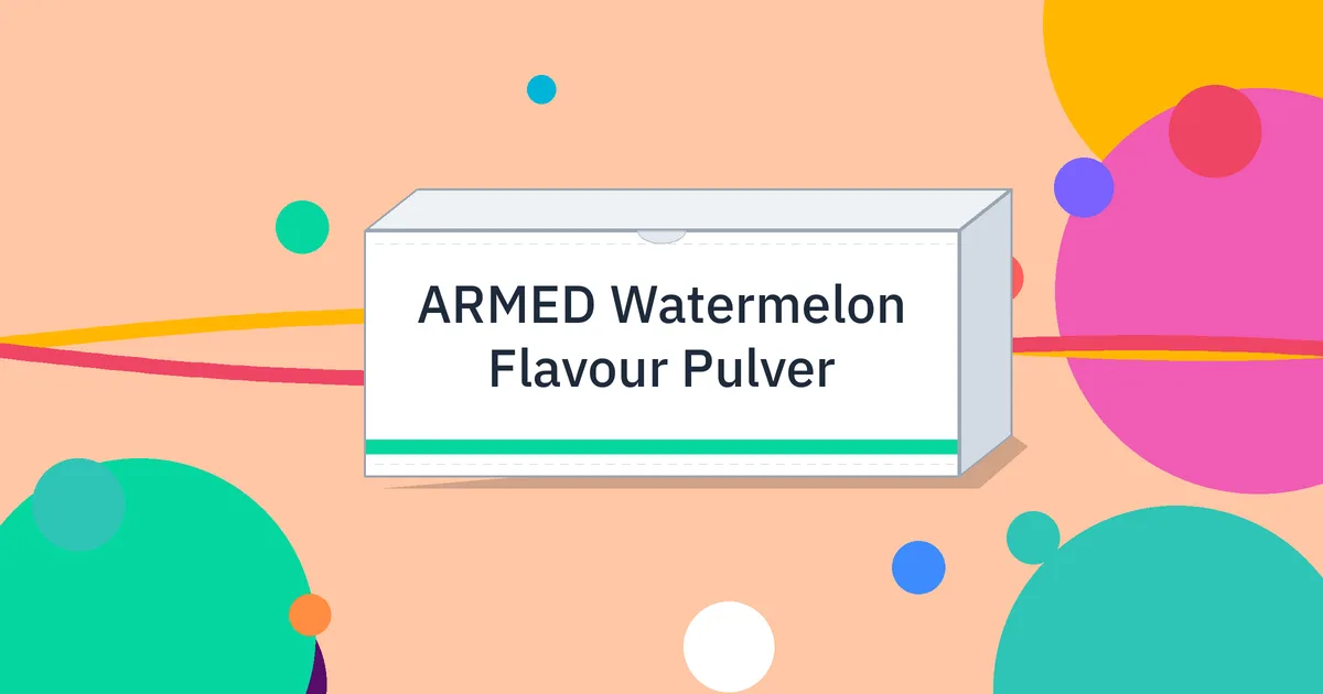 Symbolbild: Packung mit der Aufschrift ARMED Watermelon Flavour Pulver (PZN 12893888) – Verfügbarkeit und Bezug in Apotheken in Frankfurt am Main