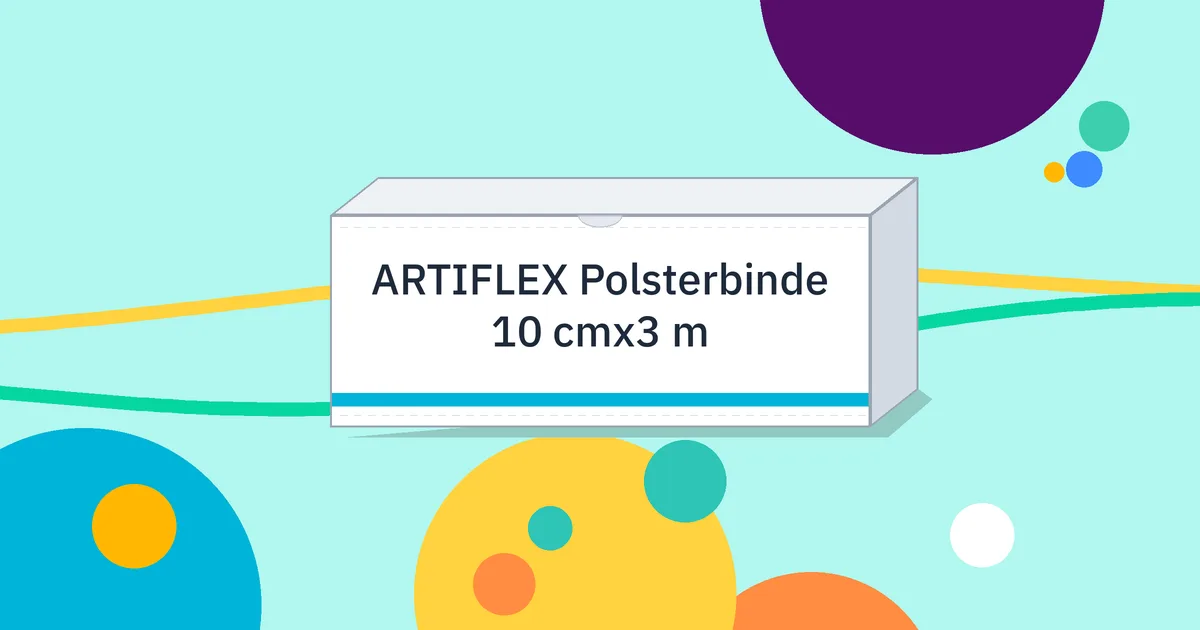Symbolbild: Packung mit der Aufschrift ARTIFLEX Polsterbinde 10 cmx3 m (PZN 20179662) – Verfügbarkeit und Bezug in Apotheken in Frankfurt am Main