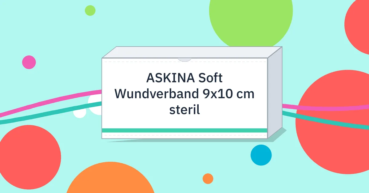 Symbolbild: Packung mit der Aufschrift ASKINA Soft Wundverband 9x10 cm steril (PZN 18833580) – Verfügbarkeit und Bezug in Apotheken in Frankfurt am Main