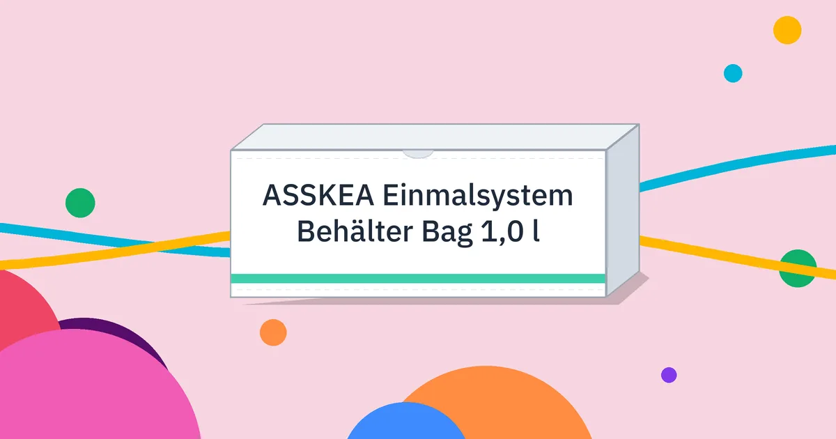 Symbolbild: Packung mit der Aufschrift ASSKEA Einmalsystem Behälter Bag 1,0 l (PZN 05134219) – Verfügbarkeit und Bezug in Apotheken in Frankfurt am Main