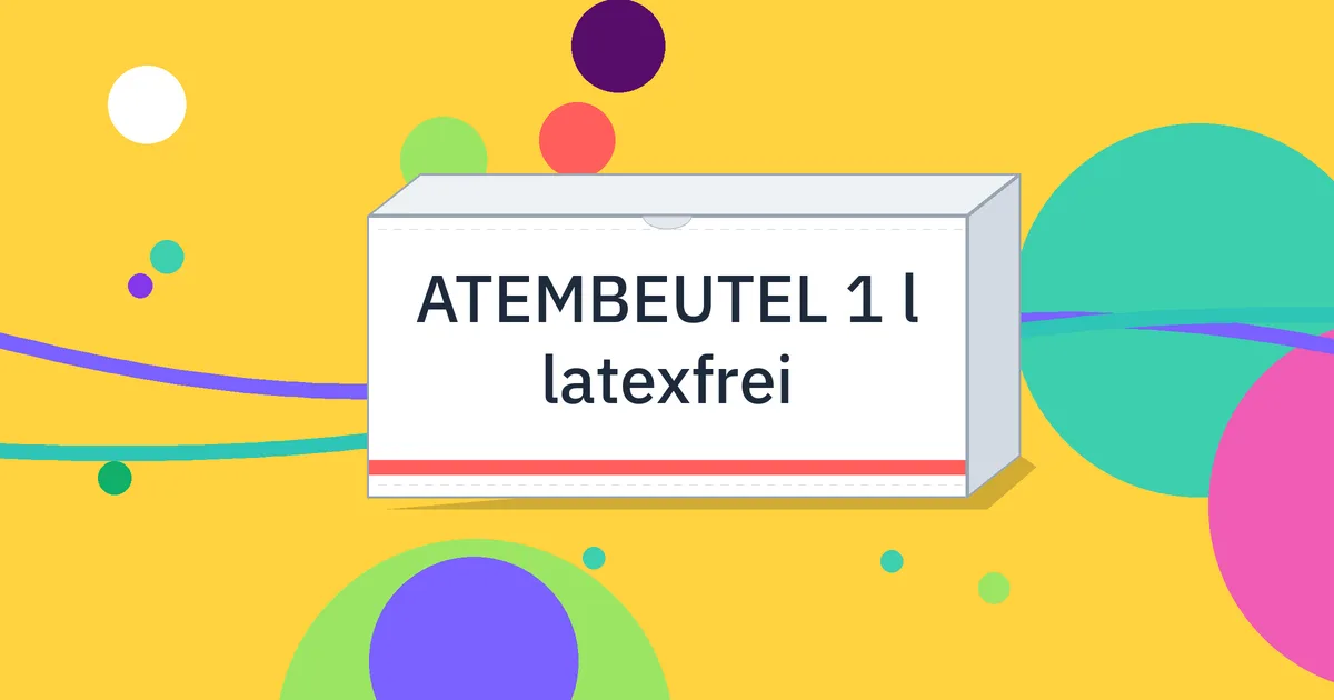 Symbolbild: Packung mit der Aufschrift ATEMBEUTEL 1 l latexfrei (PZN 16159889) – Verfügbarkeit und Bezug in Apotheken in Frankfurt am Main