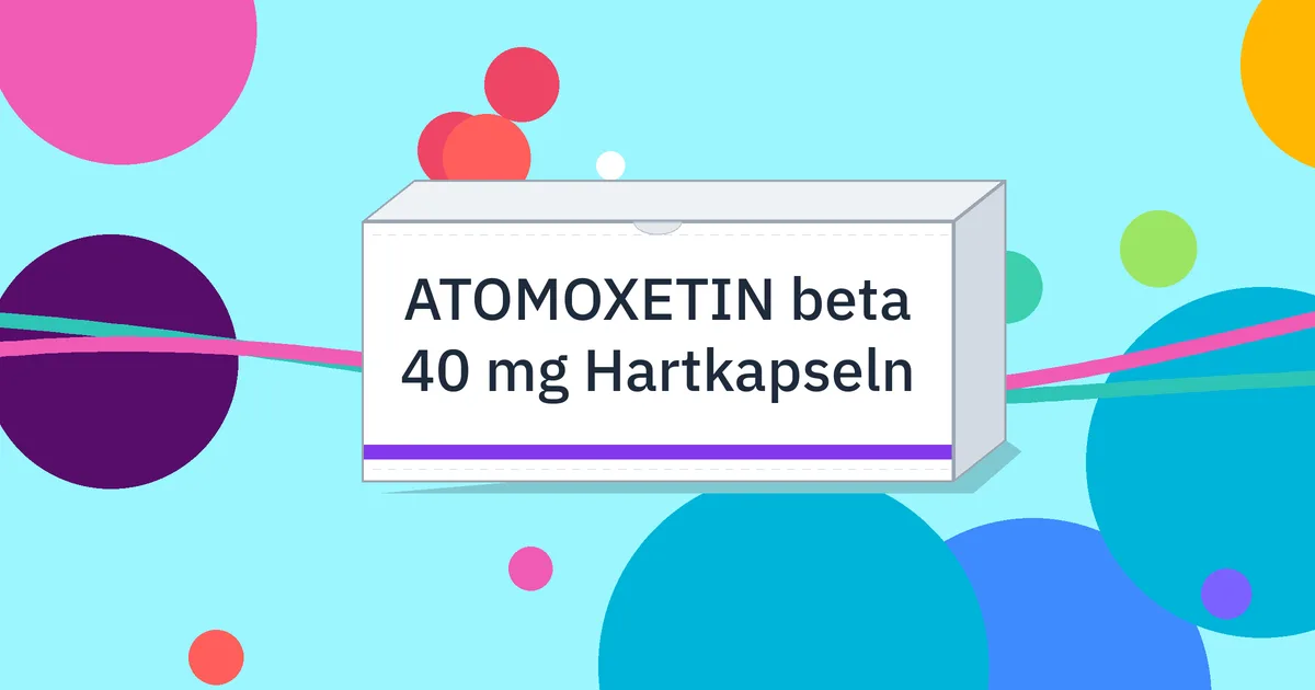Symbolbild: Packung mit der Aufschrift ATOMOXETIN beta 40 mg Hartkapseln (PZN 14244125) – Verfügbarkeit und Bezug in Apotheken in Frankfurt am Main