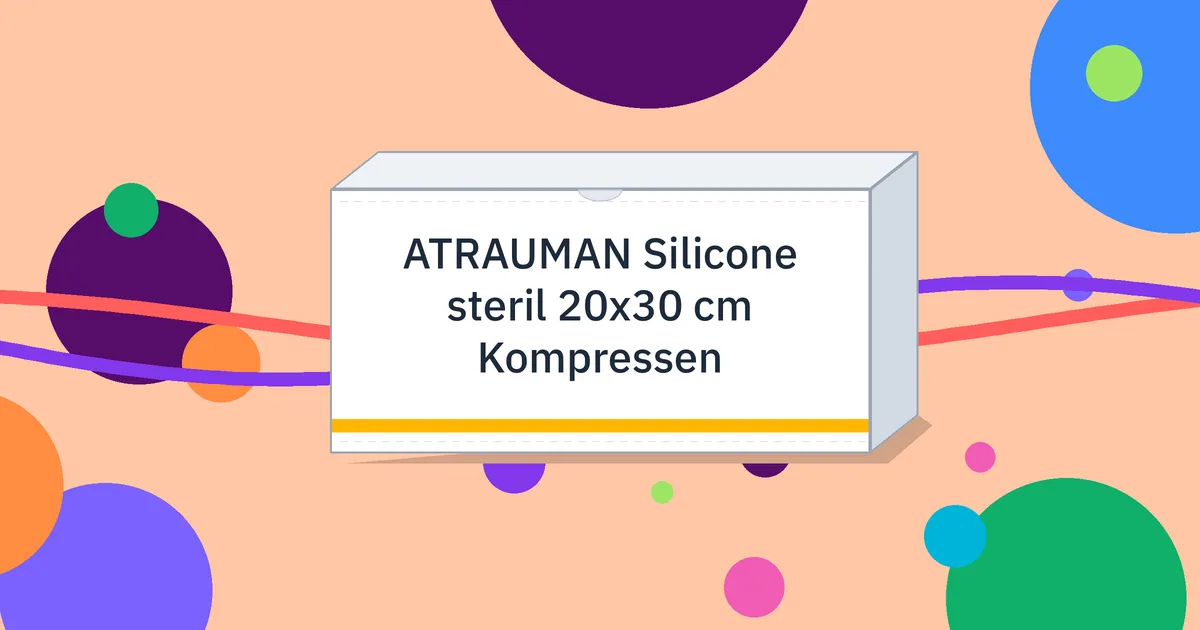 Symbolbild: Packung mit der Aufschrift ATRAUMAN Silicone steril 20x30 cm Kompressen (PZN 15403850) – Verfügbarkeit und Bezug in Apotheken in Frankfurt am Main