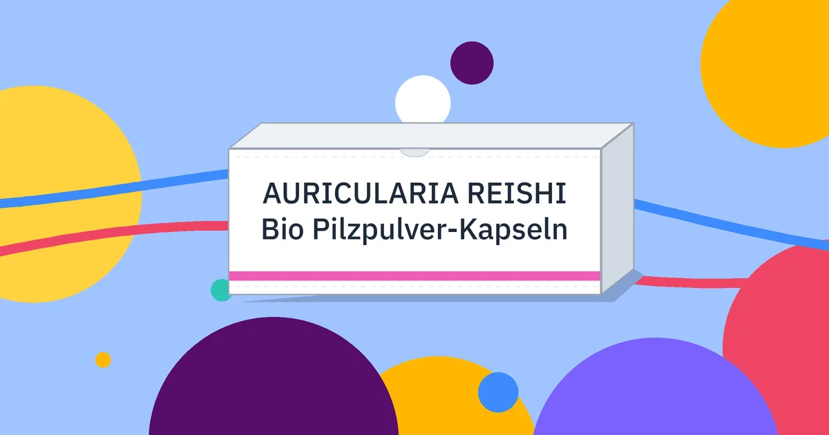 Symbolbild: Packung mit der Aufschrift AURICULARIA REISHI Bio Pilzpulver-Kapseln (PZN 19710230) – Verfügbarkeit und Bezug in Apotheken in Frankfurt am Main