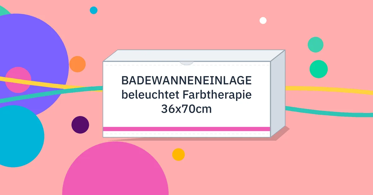 Symbolbild: Packung mit der Aufschrift BADEWANNENEINLAGE beleuchtet Farbtherapie 36x70cm (PZN 09883923) – Verfügbarkeit und Bezug in Apotheken in Frankfurt am Main