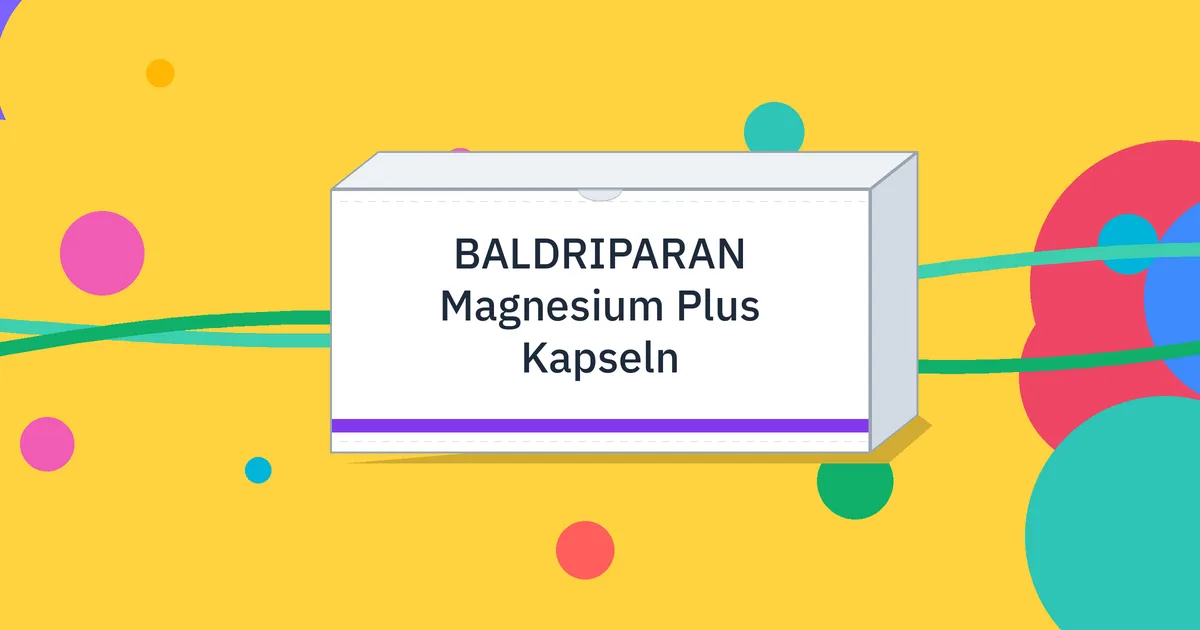 Symbolbild: Packung mit der Aufschrift BALDRIPARAN Magnesium Plus Kapseln (PZN 19927395) – Verfügbarkeit und Bezug in Apotheken in Frankfurt am Main