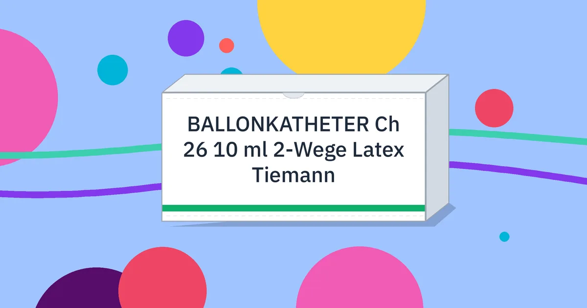 Symbolbild: Packung mit der Aufschrift BALLONKATHETER Ch 26 10 ml 2-Wege Latex Tiemann (PZN 00786466) – Verfügbarkeit und Bezug in Apotheken in Frankfurt am Main