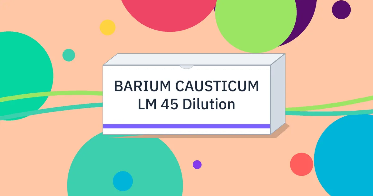 Symbolbild: Packung mit der Aufschrift BARIUM CAUSTICUM LM 45 Dilution (PZN 13377025) – Verfügbarkeit und Bezug in Apotheken in Frankfurt am Main