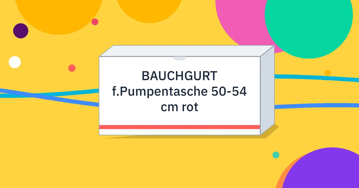 Symbolbild: Packung mit der Aufschrift BAUCHGURT f.Pumpentasche 50-54 cm rot (PZN 11552547) – Verfügbarkeit und Bezug in Apotheken in Frankfurt am Main