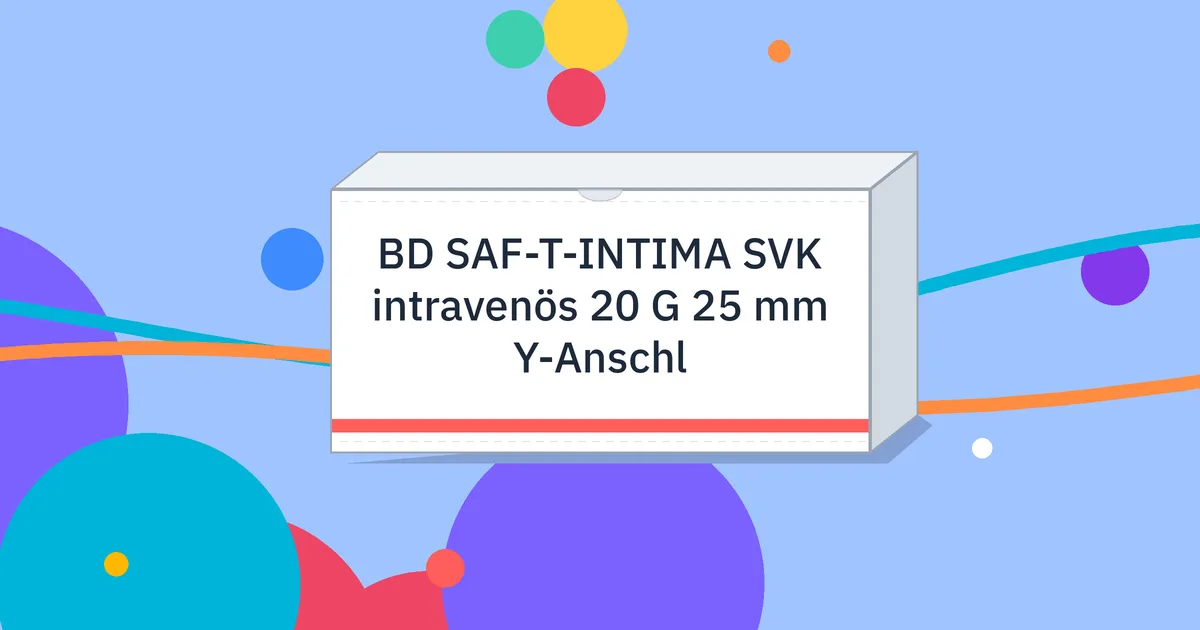 Symbolbild: Packung mit der Aufschrift BD SAF-T-INTIMA SVK intravenös 20 G 25 mm Y-Anschl (PZN 17304425) – Verfügbarkeit und Bezug in Apotheken in Frankfurt am Main