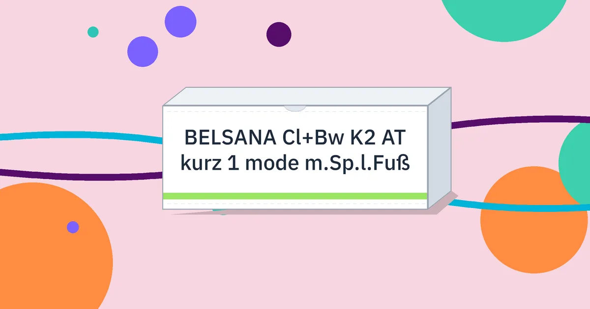 Symbolbild: Packung mit der Aufschrift BELSANA Cl+Bw K2 AT kurz 1 mode m.Sp.l.Fuß (PZN 12249101) – Verfügbarkeit und Bezug in Apotheken in Frankfurt am Main