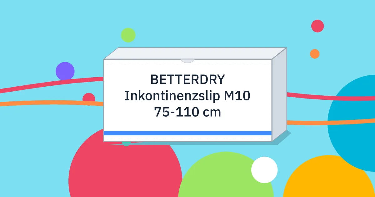 Symbolbild: Packung mit der Aufschrift BETTERDRY Inkontinenzslip M10 75-110 cm (PZN 11314150) – Verfügbarkeit und Bezug in Apotheken in Frankfurt am Main