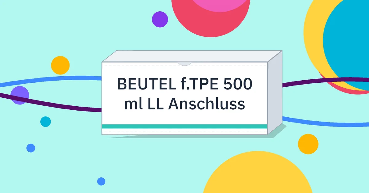 Symbolbild: Packung mit der Aufschrift BEUTEL f.TPE 500 ml LL Anschluss (PZN 07331645) – Verfügbarkeit und Bezug in Apotheken in Frankfurt am Main