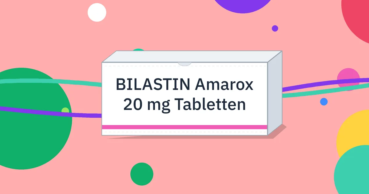 Symbolbild: Packung mit der Aufschrift BILASTIN Amarox 20 mg Tabletten (PZN 20286429) – Verfügbarkeit und Bezug in Apotheken in Frankfurt am Main