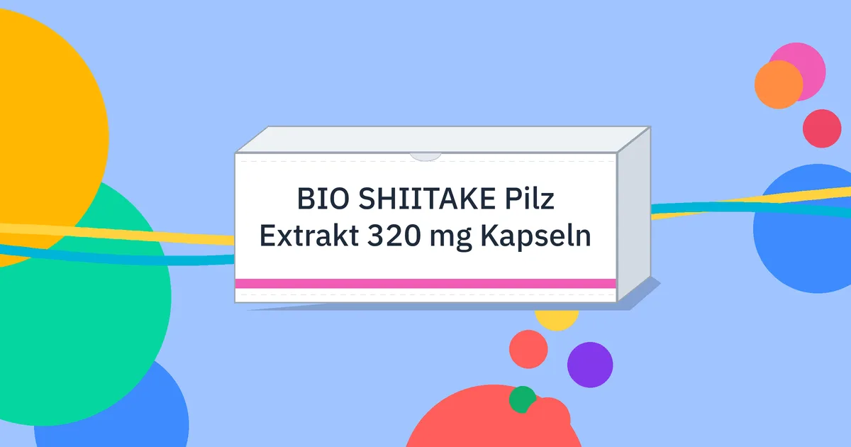 Symbolbild: Packung mit der Aufschrift BIO SHIITAKE Pilz Extrakt 320 mg Kapseln (PZN 09464706) – Verfügbarkeit und Bezug in Apotheken in Frankfurt am Main