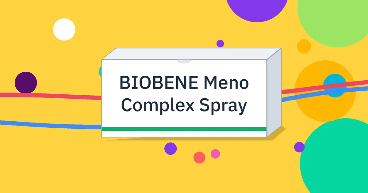 Symbolbild: Packung mit der Aufschrift BIOBENE Meno Complex Spray (PZN 20199908) – Verfügbarkeit und Bezug in Apotheken in Frankfurt am Main